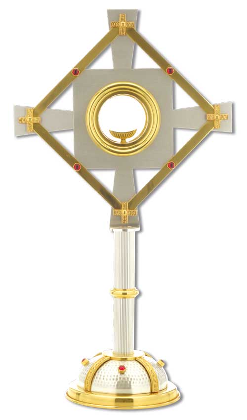 Religious monstrance for eucharistical ritual with catholic cross ...