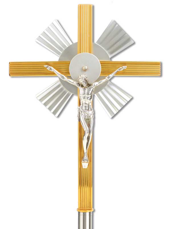 Catholic cross with Christ and Holy Spirit for processions | Standing ...